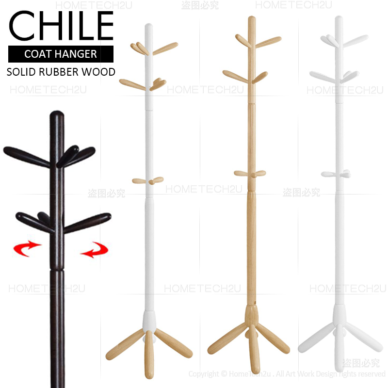 CHILE Solid Wood Coat Hanger Floor Standing Cloth Coat Hat hanger ...